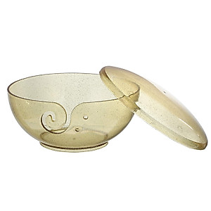 MILISTEN Plastic Yarn Bowl, Knitting Yarn Bowl with Hole, Clear Golden Yarn Holder for Knitting & Crocheting Yarn Ball Holder