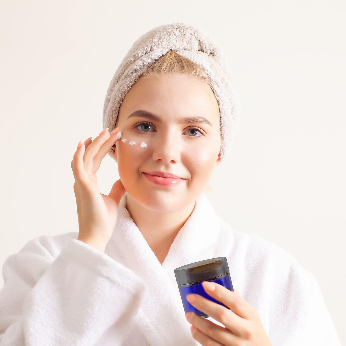 Cornucopia Brands Combination 12 Pack of Cobalt Blue 1oz & 2oz Glass Cosmetic Jars, Lids Included; Refillable Containers for Creams, Lotions