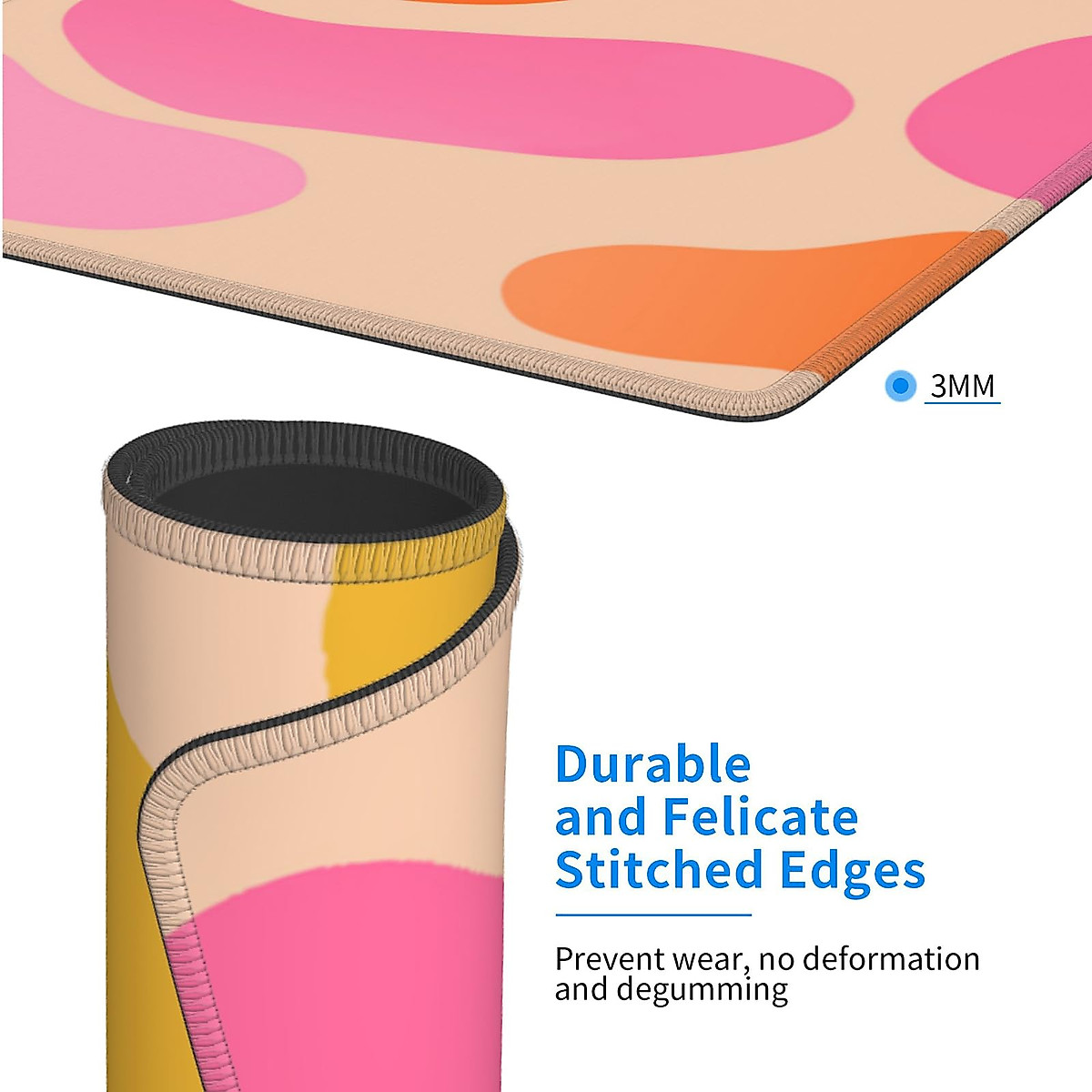 Boho Pink Desk Mat Modern Abstract Cute Large Mouse Pad XL 31.5x11.8in 3mm Non-Slip Rubber Base Extended Kawaii Pink Mousepad Stitched Edges Keyboard Mouse Mat Desk Accessories for Women Office Decor