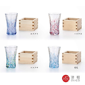 ADERIA Tsugaru Bidoro Japanese Sake Glass Blue 3.2oz Made in Japan (Rugosa Rose Hamanasu) F-71960