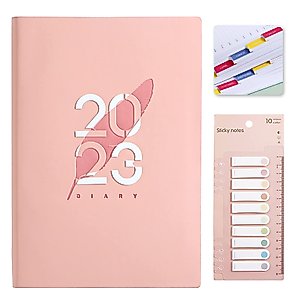 Daily Planner 2023, To Do List Notebook Planner Weekly and Monthly with Sticky Notes, Soft Cover 300 Pages (6x8") (Pink)