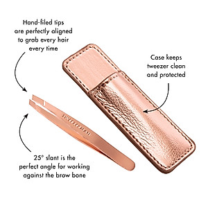 Tweezerman Rose Gold Mini Slant Tweezer with Case