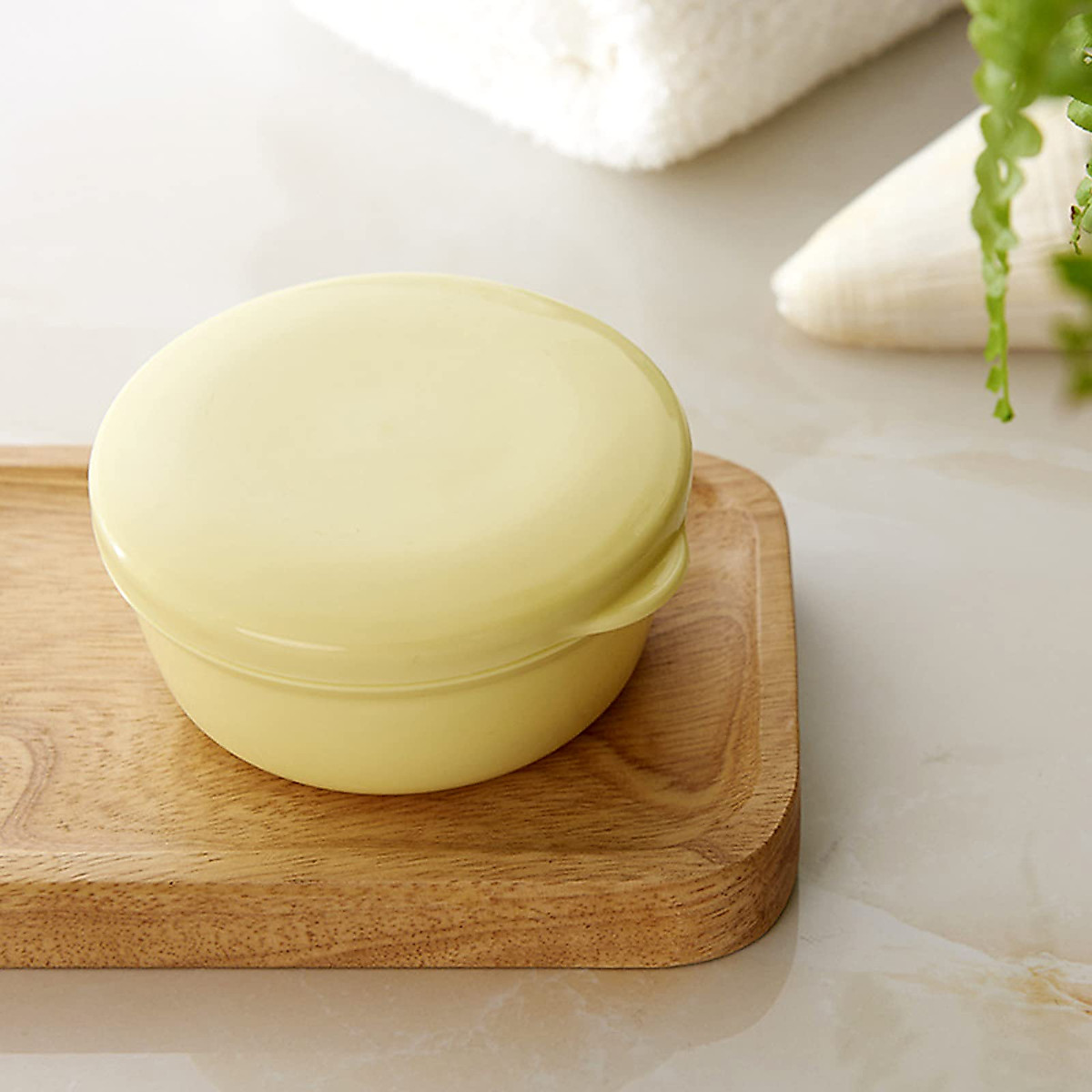 Philbinden Travel Soap Container, 2 Pack Round Plastic Soap Holder with Leak-Proof Lid Keep Bar Shampoo and Bar Conditioner Dry Travel Soap Case for Business Trip Bathroom Gym Shower (Blue+Yellow)