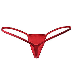ETAOLINE Women's Low Rise Micro Back G-String Thong Panty Lingerie Set Red