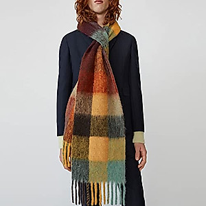 SHOHOKU Large Chunky Plaid Scarf Coloured Checked Oversized Scarf Tassel Soft Fall Winter Thick Warm Shawl Women (B)
