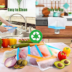 24Pcs Reusable Freezer Bags Food Storage Bags WLRGOOD Flat Silicone Bags Leakproof BPA Free Freezer Gallon/Lunch/Sandwich/Snack Reusable Storage Bags for Meat Fruit Veggies Travel Home Storagation