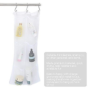 Hanging Mesh Bath Shower Caddy Organizer with 6 Clear Storage Pockets, 3 Hooks, Space Saving Organizer Bathroom Accessories (2#)