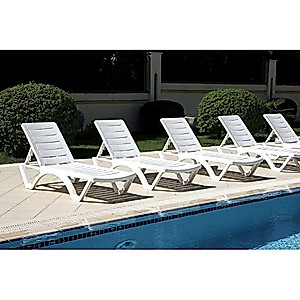 Compamia Aqua Pool Chaise Lounge Chair Stackable Marine Grade Plastic resin outdoor chaise lounge in White - Set of 4