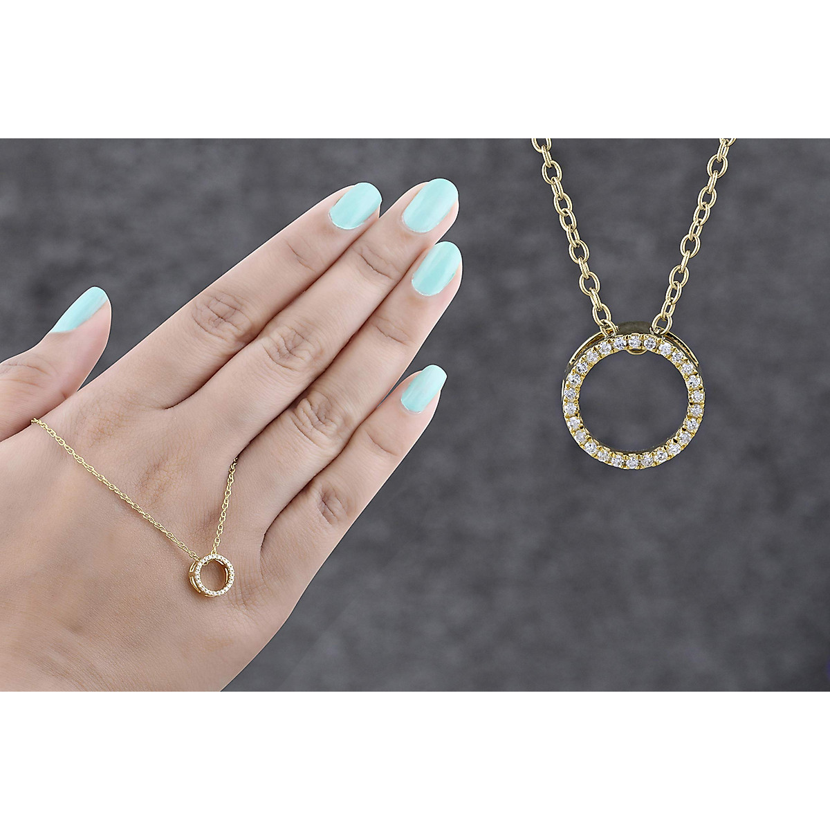 Dazzlingrock Collection 0.10 Carat (ctw) DGLA Certified Round White Diamond Circle Pendant (Gold Chain Included) 1/10 CT, 18K Yellow Gold