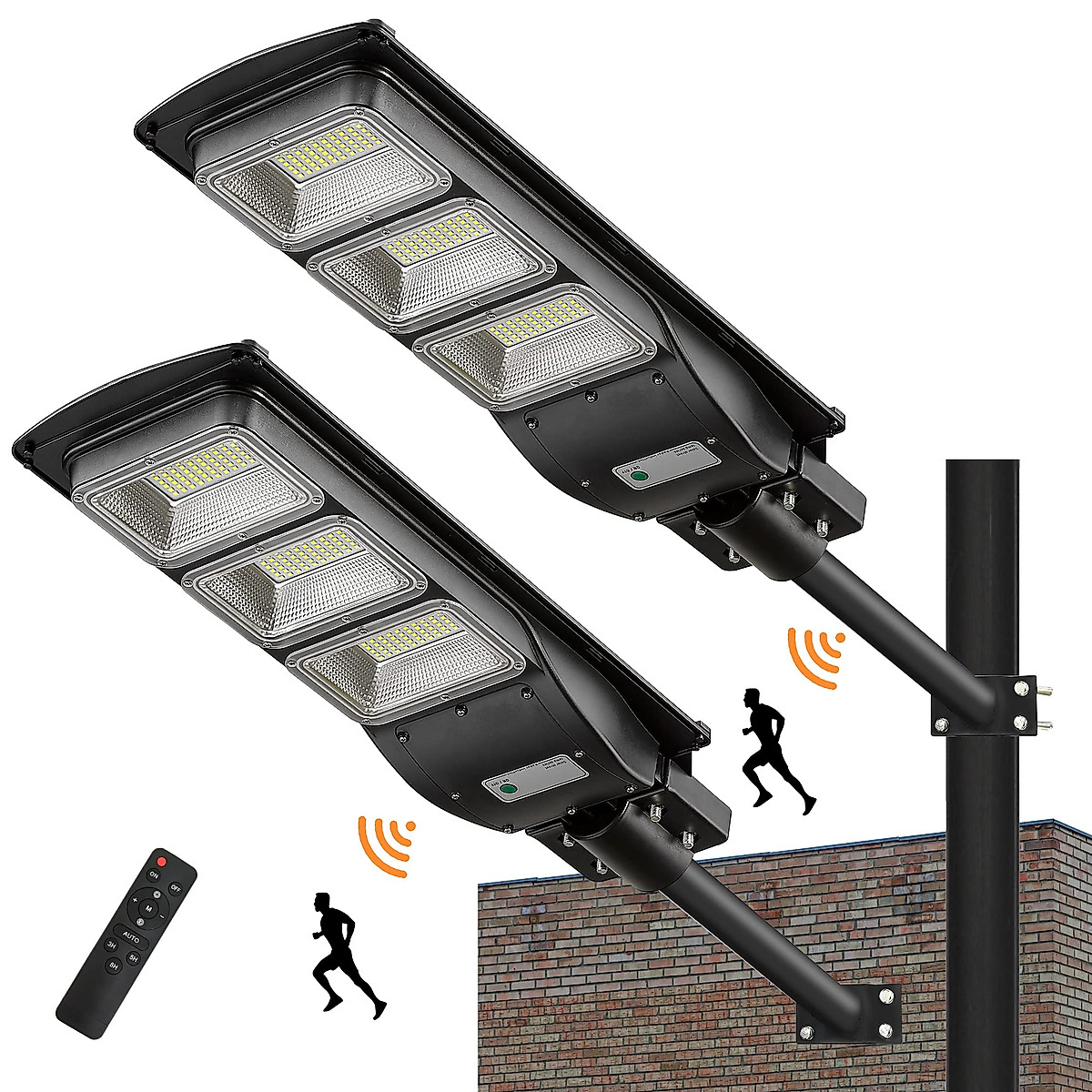 Lovus 2Pack 1500W Solar LED Street Lights, IP65 Waterproof Outdoor Solar Motion Sensor Flood Security Lights Dusk to Dawn for Parking Lot, Home, Garage, ST60-039-2
