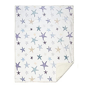 Carstens Starfish Coastal Plush Sherpa Throw Blanket 54" x 68", White