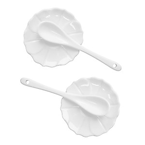2Pack Lotus Ceramic Coffee Spoon and Rest Set, Small Ceramic Coffee Spoon Holder, spoon holder for coffee bar,Coffee Bar Coffee Stirrers Holder for Coffee Station Kitchen Accessories nice Present