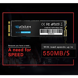 Dataram M.2 SSD 512GB, M.2-2280 Internal Hard Drive Sata Protocol, 550MB/S 6Gbps,High-Performance for Laptop PC, Desktop