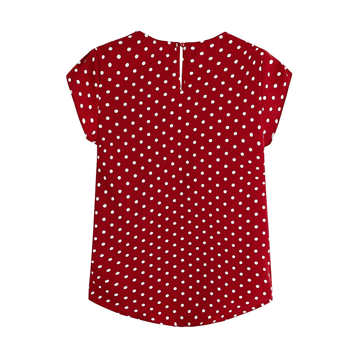 Milumia Women's Elegant Polka Dots Print Cap Sleeve Keyhole Back Work Blouse Top Red Medium