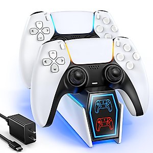 heclynis PS5 Charging Station, Fast PS5 Controller Charger with 5V/3A Adapter, Dual PS5 Controller Charger Station for Dualsense/DualSense Edge