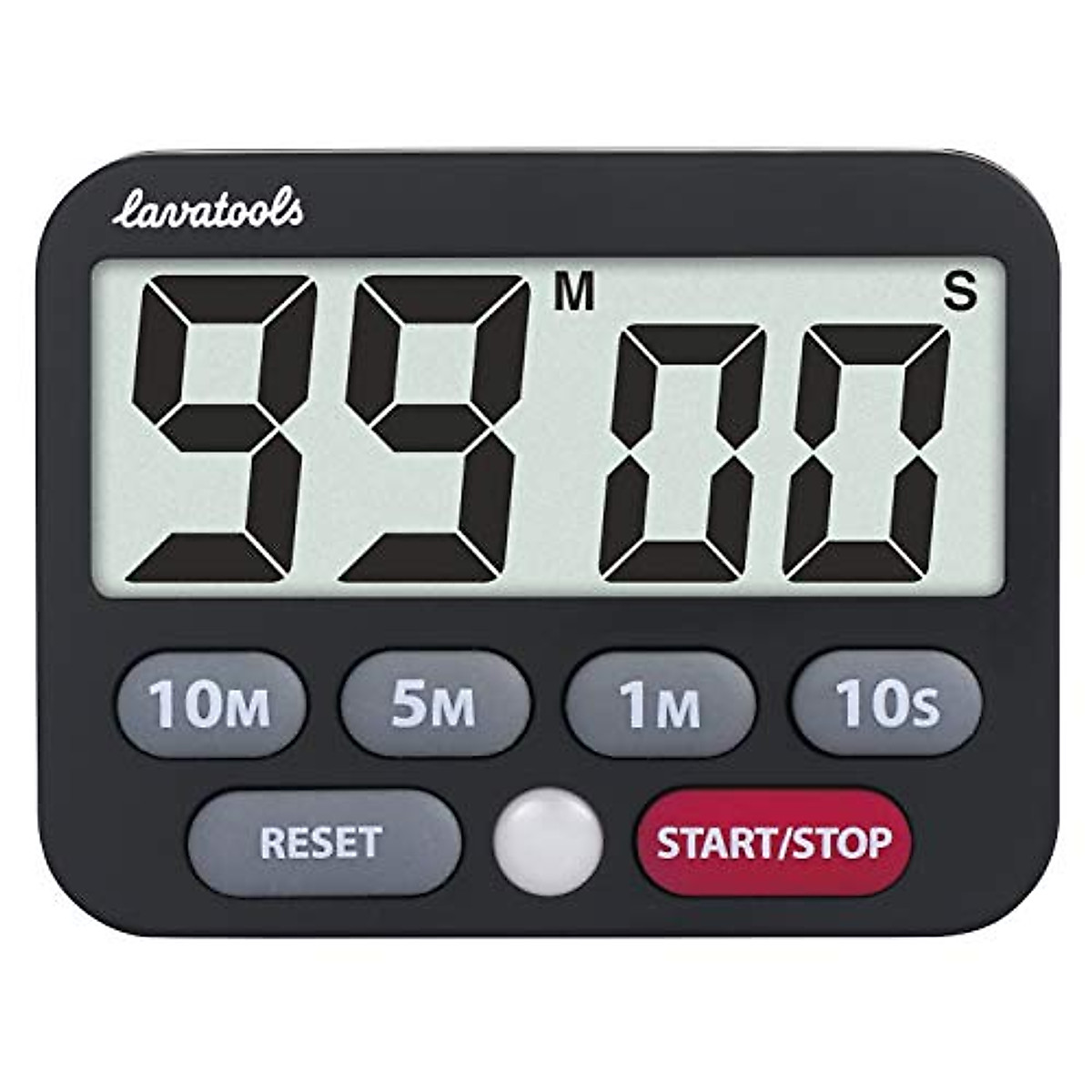 Lavatools KT3 Kitchen Timer & Stopwatch, Large Digits, Loud Alarm, Mute Function, Quick-Set Buttons, Hang Hole, Magnetic Stand for Cooking and Classroom