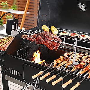 Dreyoo Rotisserie Grill Kit, UL Certificated Universal Grill Rotisseries with 120V 4W Motor, 28” Spit Rod, 2 x 4 Forks, Complete Holders and Fixing Screw for Universal Grills
