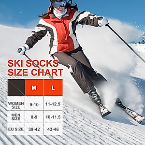 MCTi Ski Socks Thermolite Winter Thermal Snow Snowboard Hiking Over the Calf Long Socks 2 Pairs