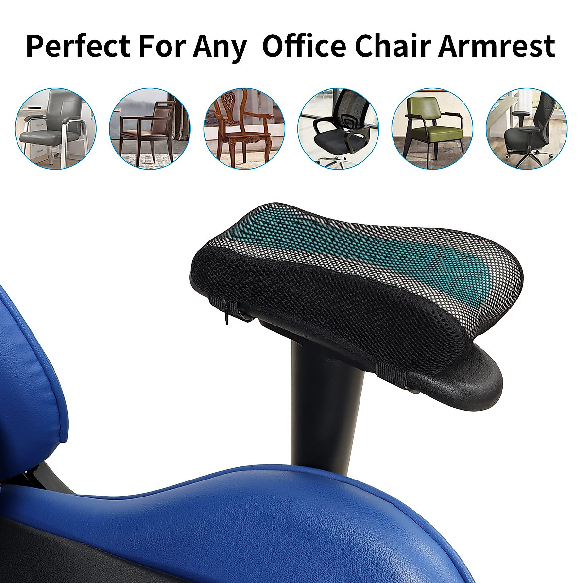 Fuloon Ergonomic Office Chair Armrest Cushion, Elbow Pillow with Cooling Gel for Elbow and Forearm Pressure Relief for Computer Chairs, Gaming Chairs, Office Chairs and Wheelchairs