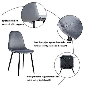 Round Dining Table Set for 4 - Circle Glass Dining Room Table Set,5 Piece Black Dining Set with Velvet Dining Chairs - Modern Kitchen Table and Chairs for Dining Room,Dinette or Small Space,Deep Grey