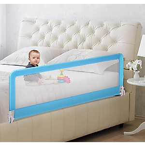 INFANS Bed Rails for Toddlers, 59" Foldable Safety Baby Crib Rail Fit for Kids Twin, Extra Long Swing Down Bed Guardrail for Convertible Crib, Queen King Mattress Side Guard (Grey)