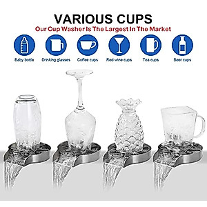 Metal Glass Washer For Kitchen Sink,360 Rotate sprayer, Glass Cleaner For Sink, Glass Cleaner Sink Attachment,Bottle Washer For Sink,Cup Washer Sink Attachment,cup rinser for sink,cup washer for sink