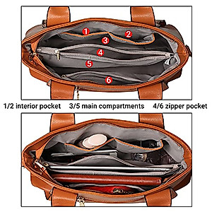 TIBES Fashion Synthetic Leather Handbag Messenger Bag for Women Brown Purse