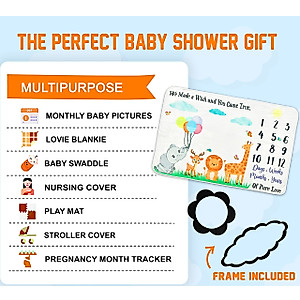 BABYFEFE Baby Monthly Milestone Blanket - Jungle Safari Milestone Blanket, Boy & Girl, Unisex Nursery Decor 60x40 Photography Backdrop