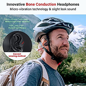 YYK Bone Conduction Headphones On-Ear Earbuds Built-in Noise-Canceling Mic,IPX7 Waterproof Sports Wireless Earphones Bluetooth Headphones for Workout Running Red