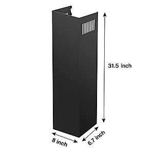 Stainless Steel Chimney Extension for SNDOAS Range Hood GD17 and GD24 Series, 31.5 inch, Wall-Mounted style (Black)