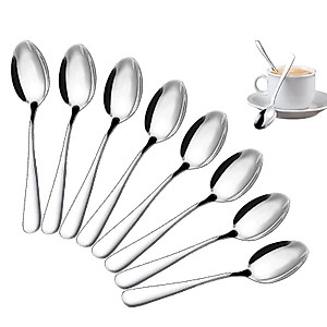 8 Piece Demitasse Espresso Spoons,4.7 Inches,Mini Coffee Spoons, 18/10 Stainless Steel Small Spoons for Dessert, Set of 8,Dishwasher Safe (Silver)
