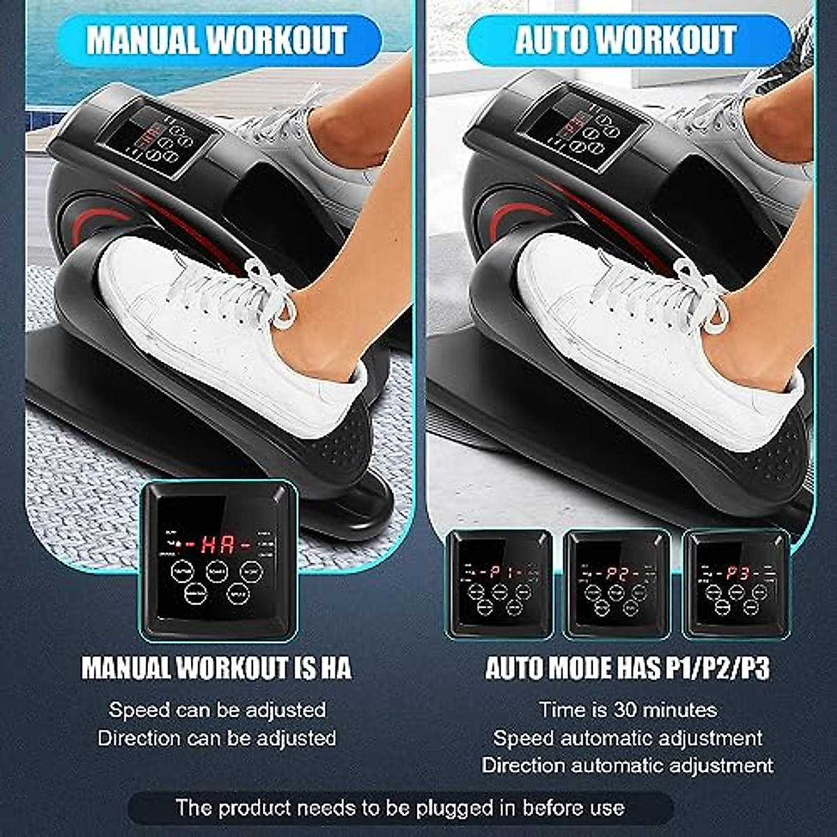 ANCHEER Under Desk Elliptical Machine, Leg Exercise Pro Machine Pedal Exerciser for Seniors as Seen on TV Portable Leg Exerciser While Sitting with Massage Pedal (Black)