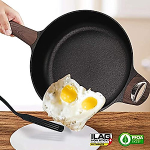 SENSARTE 12 in Nonstick Deep Frying Pan,4.9-Qt Non-Stick Saute Pan with Lid,Large Skillet Pan,Non-Stick Jumbo Cooker for All Stove Tops,Induction Compatible,PFOA Free, Black