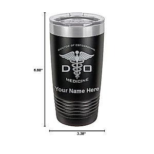 LaserGram 20oz Vacuum Insulated Tumbler Mug, DO Doctor of Osteopathic Medicine, Personalized Engraving Included (Black)