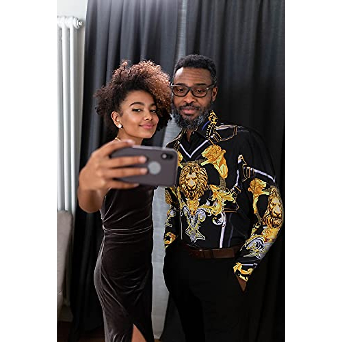 KevaMolly Floral Dress Shirt for Men Long Sleeve Luxury Printed Design Shirts for Men Premier Shirts Western Button Down Baroque Shirts