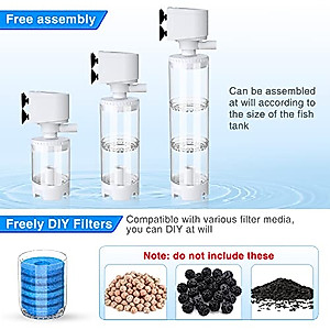 fishkeeper Submersible Aquarium Filter for 40-100 Gal, 3-in-1 Biochemical Sponge Filter for Aquarium Filtration/Oxygenation/Circulation, Up to 320 GPH Adjustable Internal Fish Tank Filter (8W/13W)