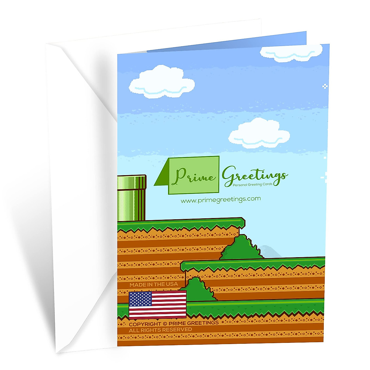 Prime Greetings Grandson Birthday Card Video Game Theme, Made in America, Eco-Friendly, Thick Card Stock with Premium Envelope 5in x 7.75in, Packaged in Protective Mailer