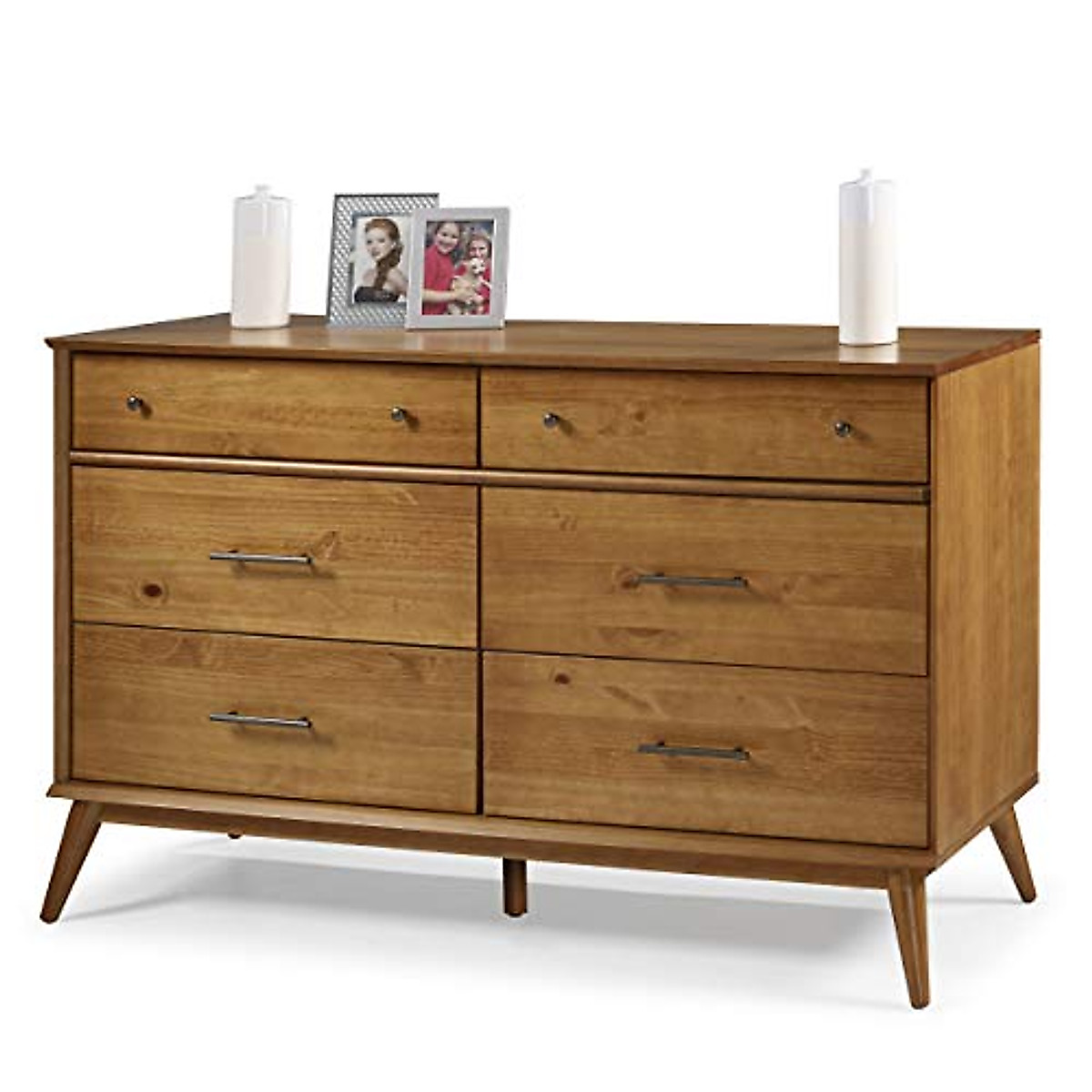 Camaflexi Mid-Century Solid Wood Dresser / 6 Drawers/Castanho Finish