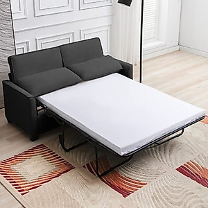 linor Pull Out Sofa Bed,2-in-1 Sleeper Sofa with Folding Foam Mattress, Modern Loveseat Sleeper, Pull Out Couch Sofa Bed for Living Room/Apartment (Dark Grey, Full)