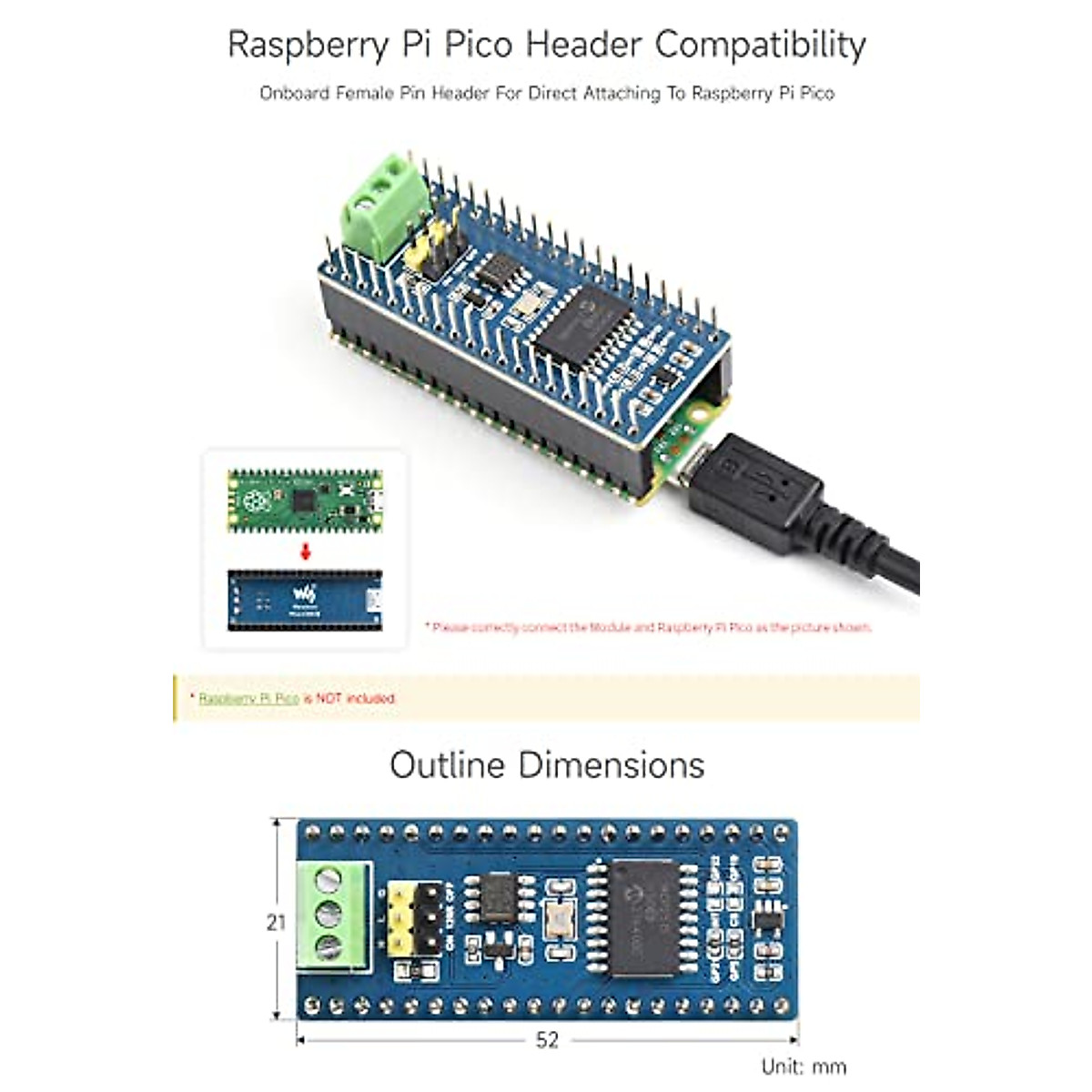 Waveshare CAN Bus Module (B) Compatible with Raspberry Pi Pico, Enabling Long Range Communication Through SPI