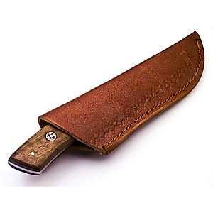 Rare Custom Damascus Fuller Gut Hook Knife Skinning Knife Hunting Knife |Outdoor Knife Camping Knife | Color Wood Handle with Free Genuine Leather Sheath (S-76)