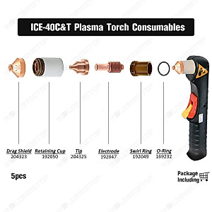 204323 Drag Shield Cap 40A Fit Miller ICE-40C ICE-40T Plasma Cutting Torch 5pcs