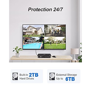 Swann 4K Master Security Camera System, 80° Wide Angle for Indoor/Outdoor Wired Home Surveillance, 8 Channel NVR with 2TB HDD, 4X Dome IP Cameras, Vandal-Resistant, Night Vision, True Detect,876804D