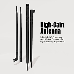 TNP 10 dBi WiFi Antenna - 2.4 GHz Antenna Network Compact Omni Directional RP SMA Connector for PC Desktop Computer Wi-Fi Router Camera Video Surveillance