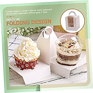 HEMOTON 24pcs Cupcake Boxes Pastry Box Mini Cake Box Mini Paper Cups Clear Cake Box Dessert Boxes with Window Cupcake Carrier Box Kraft Boxes White Card Party Cupcake Boxes Handheld Trunk