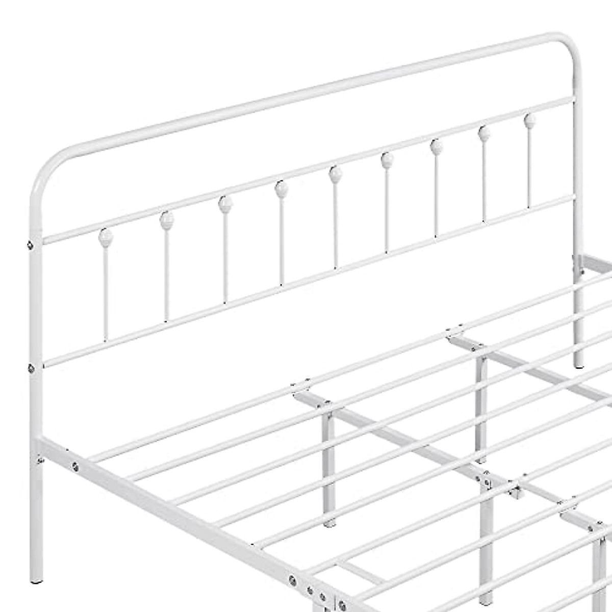 Topeakmart California King Size Victorian Style Metal Bed Frame with Headboard/Mattress Foundation/No Box Spring Needed/Under Bed Storage/Strong Slat Support White