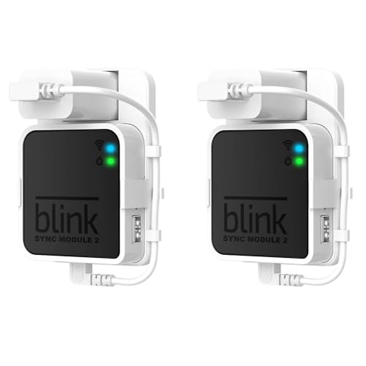 Outlet Wall Mount for Blink Sync Module 2, Mount Bracket Holder for Bink Ourdoor Indoor Camera Security with No Messy Easy to Move (White 2 Pack)