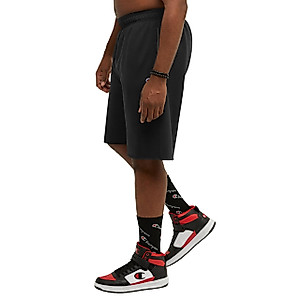 Champion Mens Shorts, Powerblend, Long With Pockets For (Reg. Big & Tall) Athletic-shorts, Black C Patch Logo, Large US