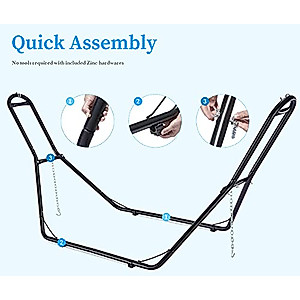 Zupapa Hammock Stand and Hammock, 2 Person Steel Hammock Frame and Hammock, 550LBS Capacity, Backyard Camping Use