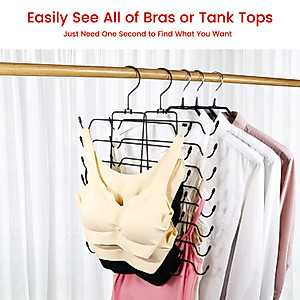 Niclogi Tank Tops Hanger Bra Hangers 2 Pack Space Saving Hanger Metal Folding Closet Organizer for Tank Tops, Cami, Bras, Bathing Suits, Belts, Ties（Black）